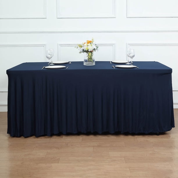 Efavormart 6ft Navy Blue Spandex Fitted Rectangle One Piece Tablecloth ...