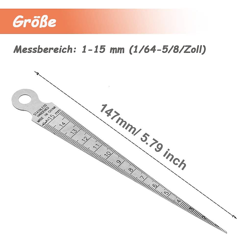 Stainless Steel Ruler, Wedge Feeler Gauge, Cone Gauge, Depth Ruler, 1 ...