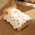 Soft Padded Wooden Cat Bed, Raised Edge Pet Sleeping Bed, Removable ...
