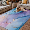 Abstract Impressionist Outdoor Rug, Blue Marble Texture Non-Slip Area ...