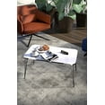 White Coffee Table with Black 3-Rod Metal Legs,Modern Style Coffee ...