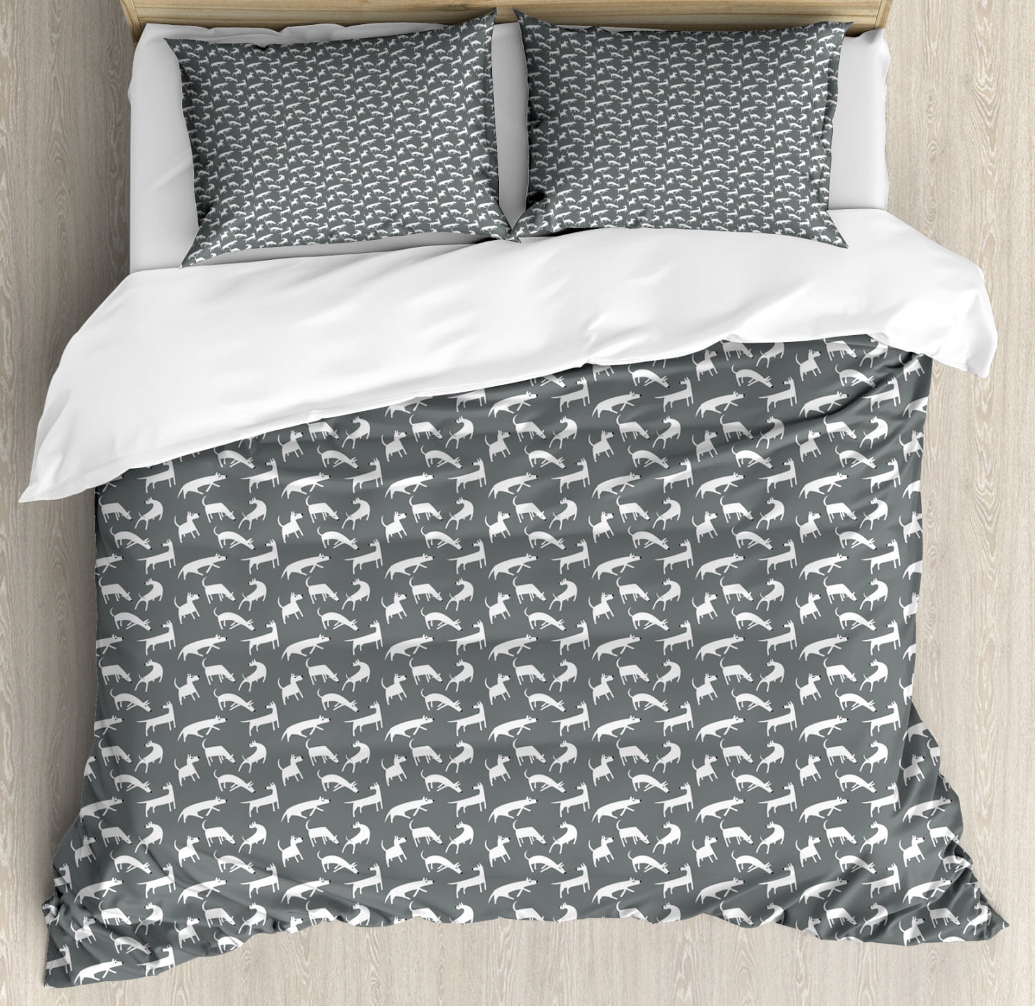Dog Duvet Cover Set King Size, English Bull Terriers Posing and Jumping ...