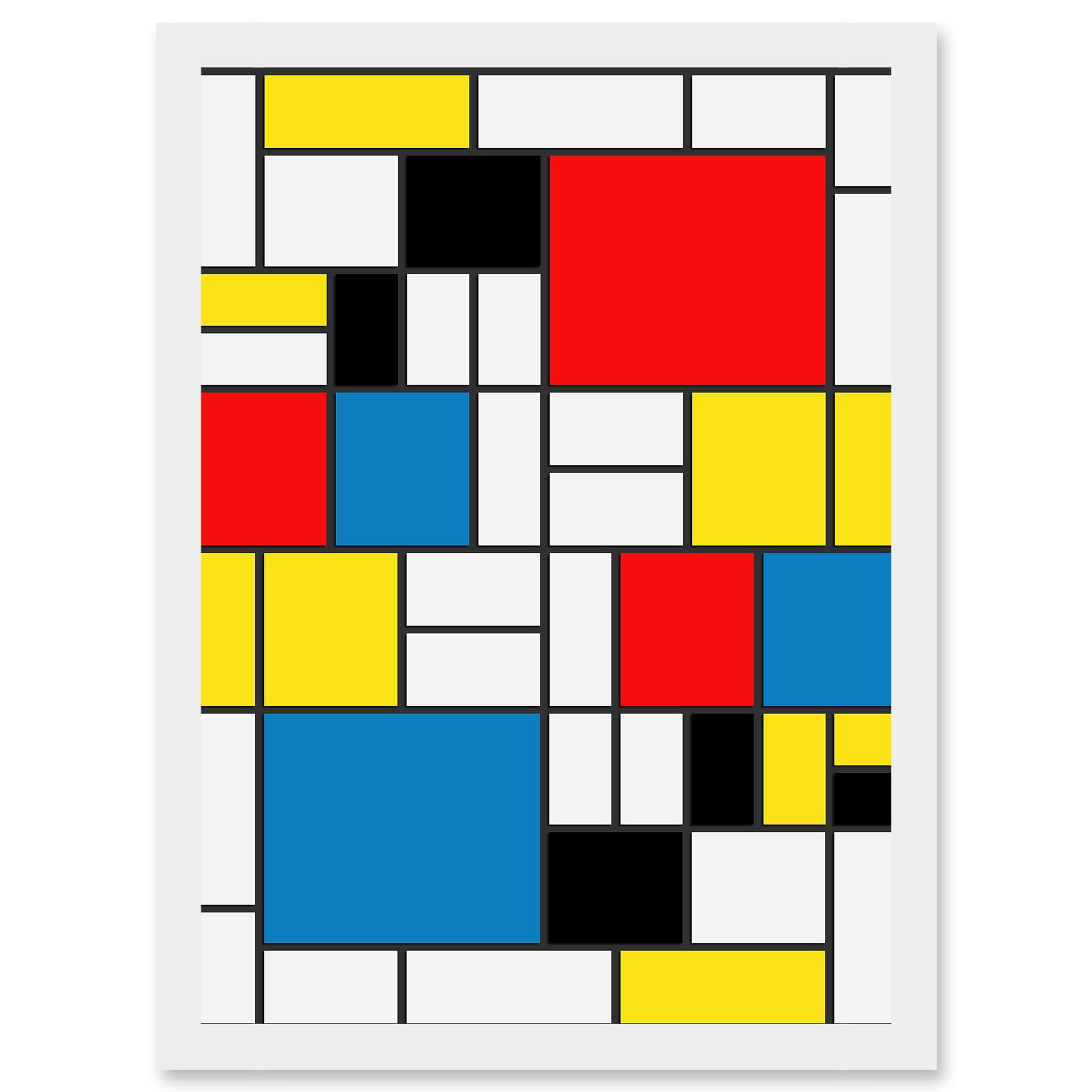 Mondrian Abstract Cubes Squares Red Yellow Blue A4 Artwork Framed Wall ...