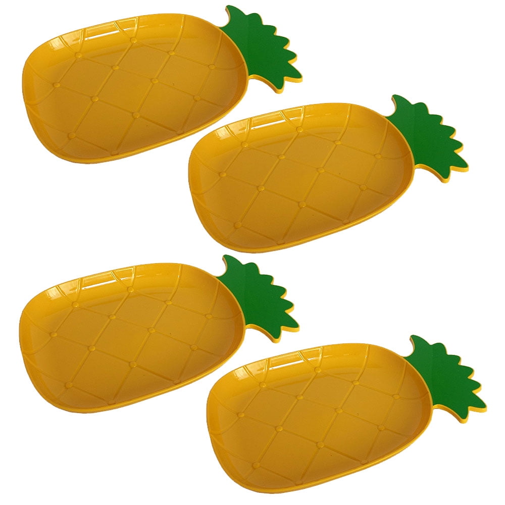 Pineapple Plastic Plates Set of 4 - Small Dinnerware Set - Summer Luau ...