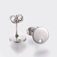 304 Stainless Steel Stud Earring Findings with Loop and Flat Plate Ear ...