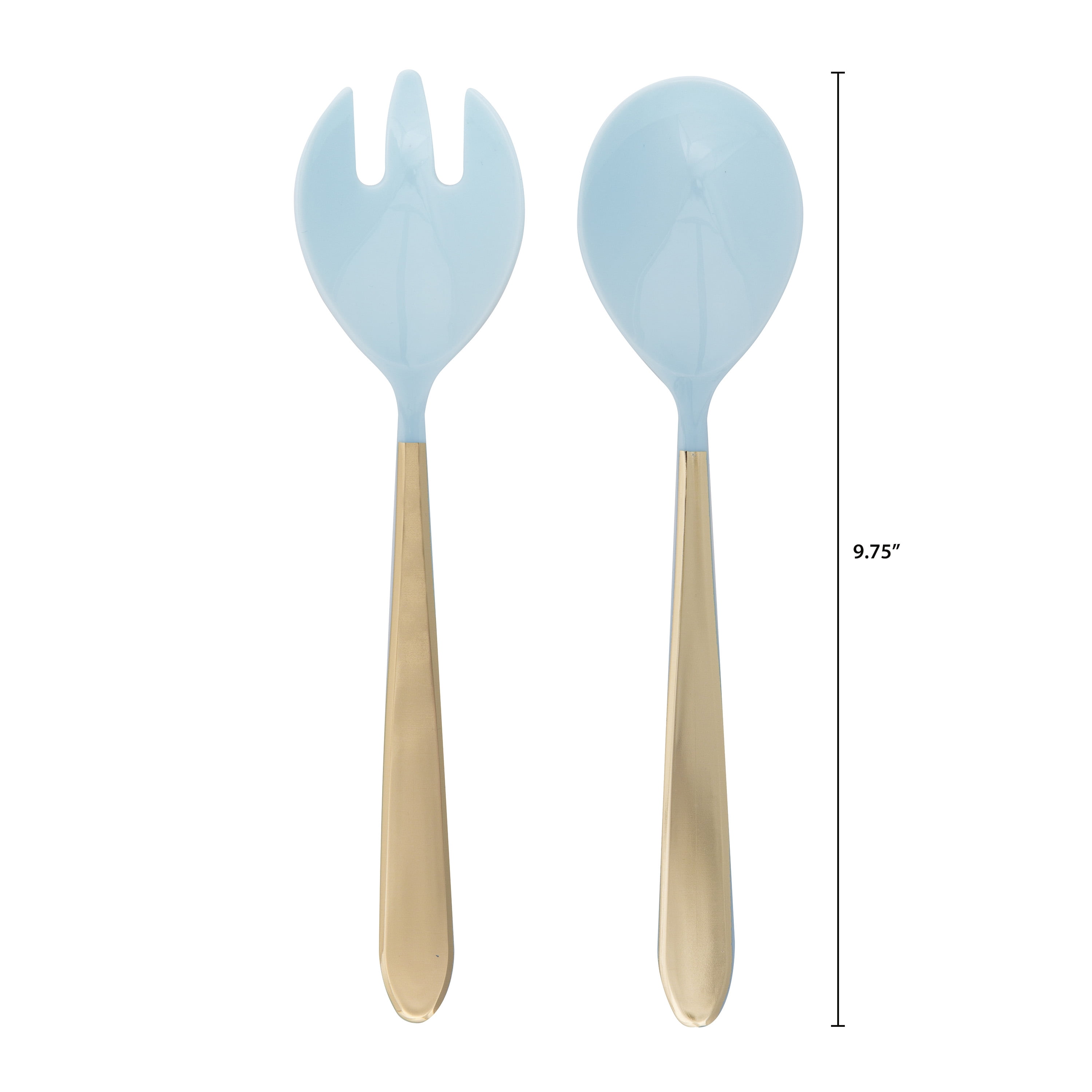 Pioneer Woman Light Blue & Gold Plastic Serving Utensils Set, 4pcs