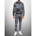 Black Paisley Bandana Print Zip-Up Jacket And Jogger Pants Two-Piece ...
