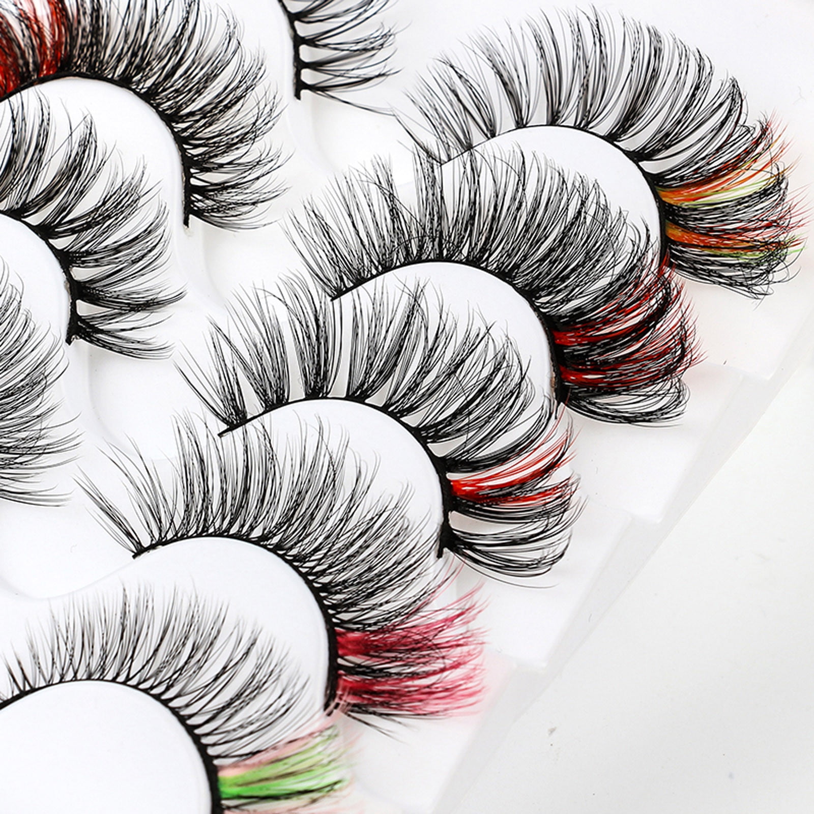 5 Pairs Of 3D False Eyelashes Natural Thick Cat Eye Tail Elongated ...