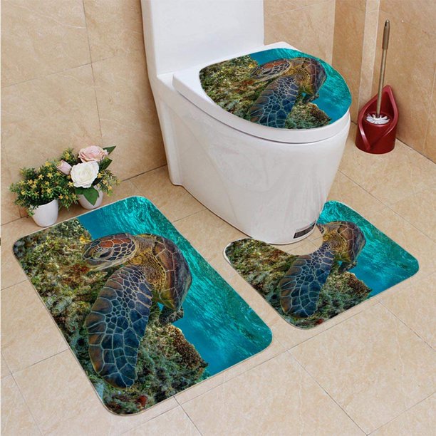 XDDJA Turtle Sky 3 Piece Bathroom Rugs Set Bath Rug Contour Mat and ...