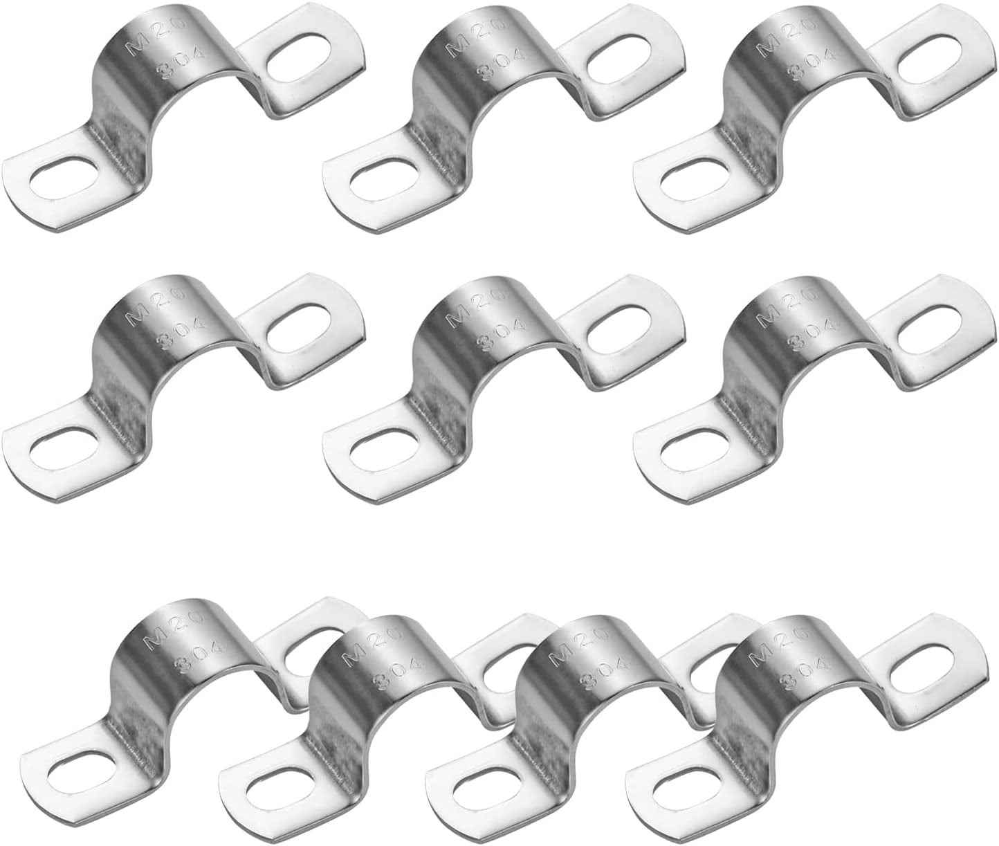 10Pcs 3/4 Inch 2 Hole Heavy Duty U-Tube Strap Clamp,Stainless Steel-304 ...