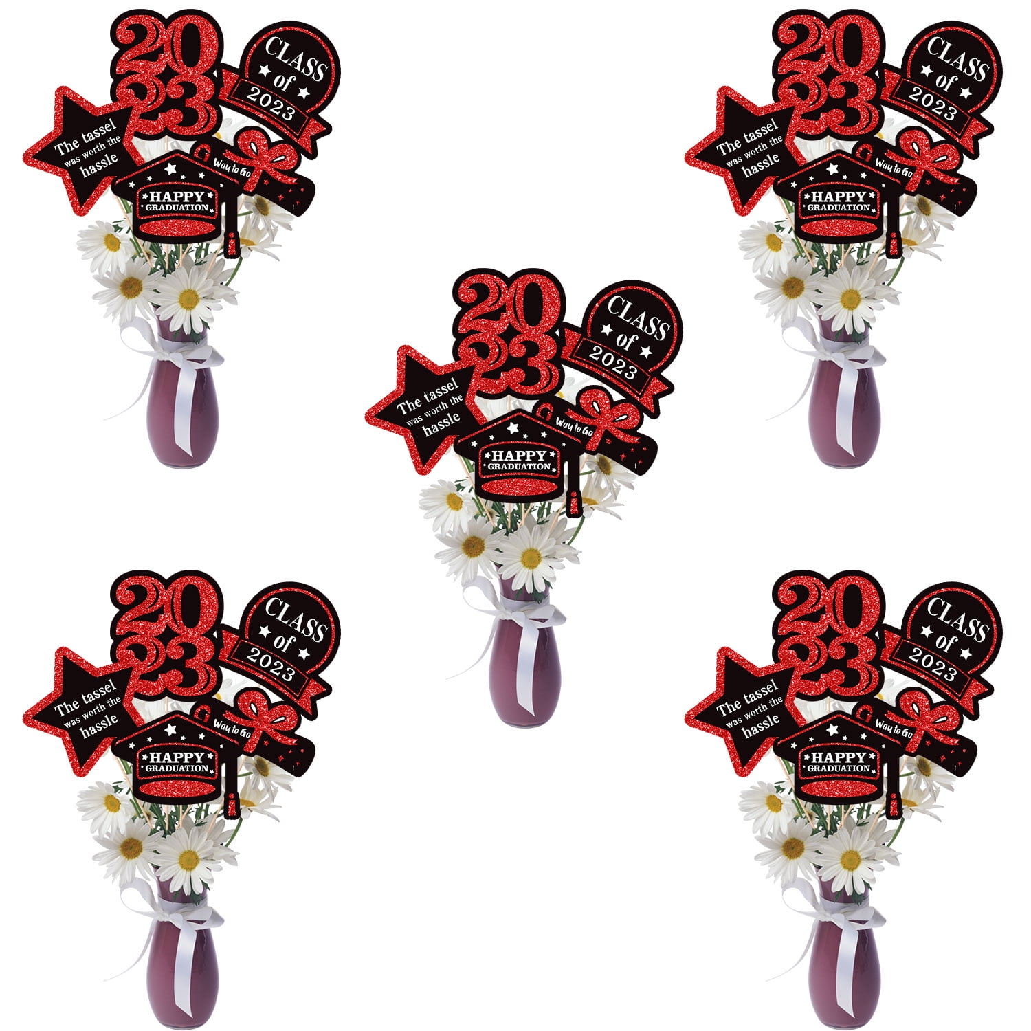 2023 Graduation Decorations Centerpiece Sticks 25 Pcs Black Red ...