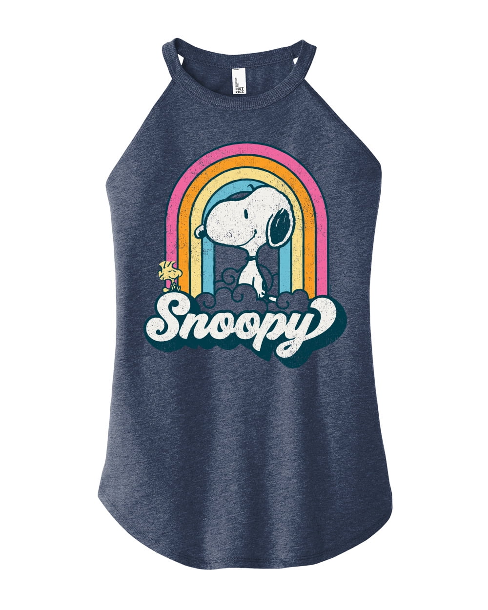 Peanuts - Snoopy Rainbow Clouds - Juniors High Neck Tank Top - Walmart.com
