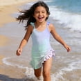 Bobifish Little Girls One Piece Swimsuit Ruffle Shoulder With Side Tie ...