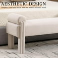 Beige Linen End of Bed Bench 53 Inch Long Ottoman Bench Fabric Padded ...