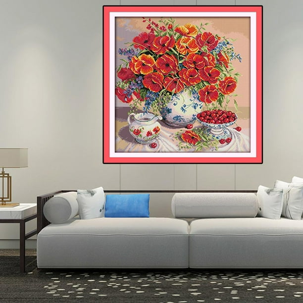 stitch Embroidery Pattern Flowers Cherry Embroidery Set Embroidery With Material Package For ...