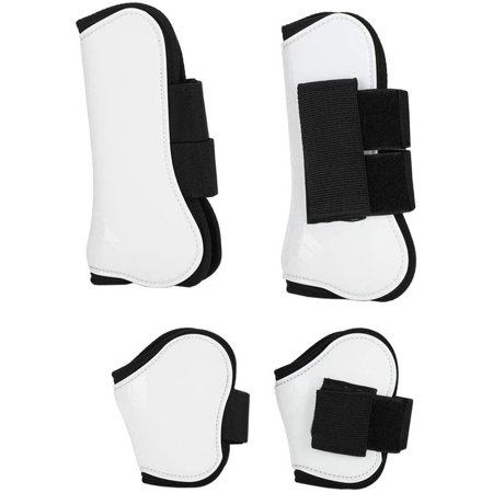 4PCS White PU Shell Horse Front Back Leg Guard Boot Wrap Protector ...