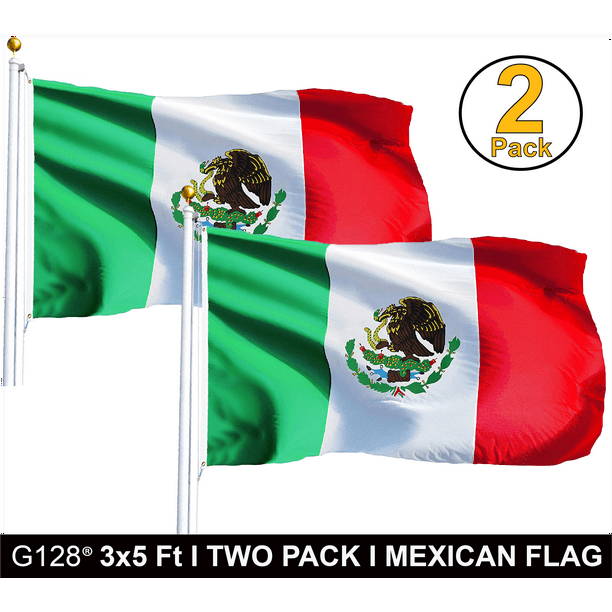 G128 - TWO PACK of 3' x 5' ft Polyester Mexican Flag MEXICO High ...