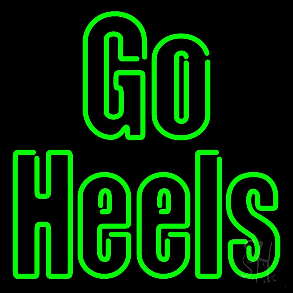 Green Go Heels LED Neon Sign 24 x 24 - inches, Black Square Cut Acrylic ...