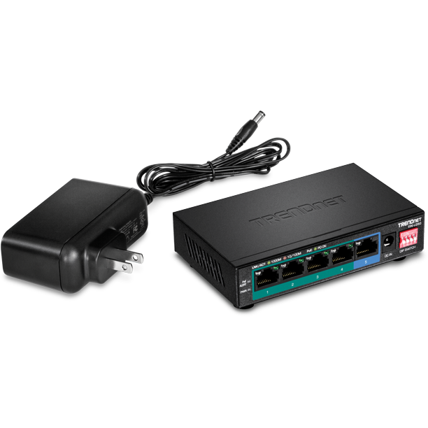 TRENDnet TPE-LG50 5-Port Gigabit Long Range PoE+ Switch - Walmart.com