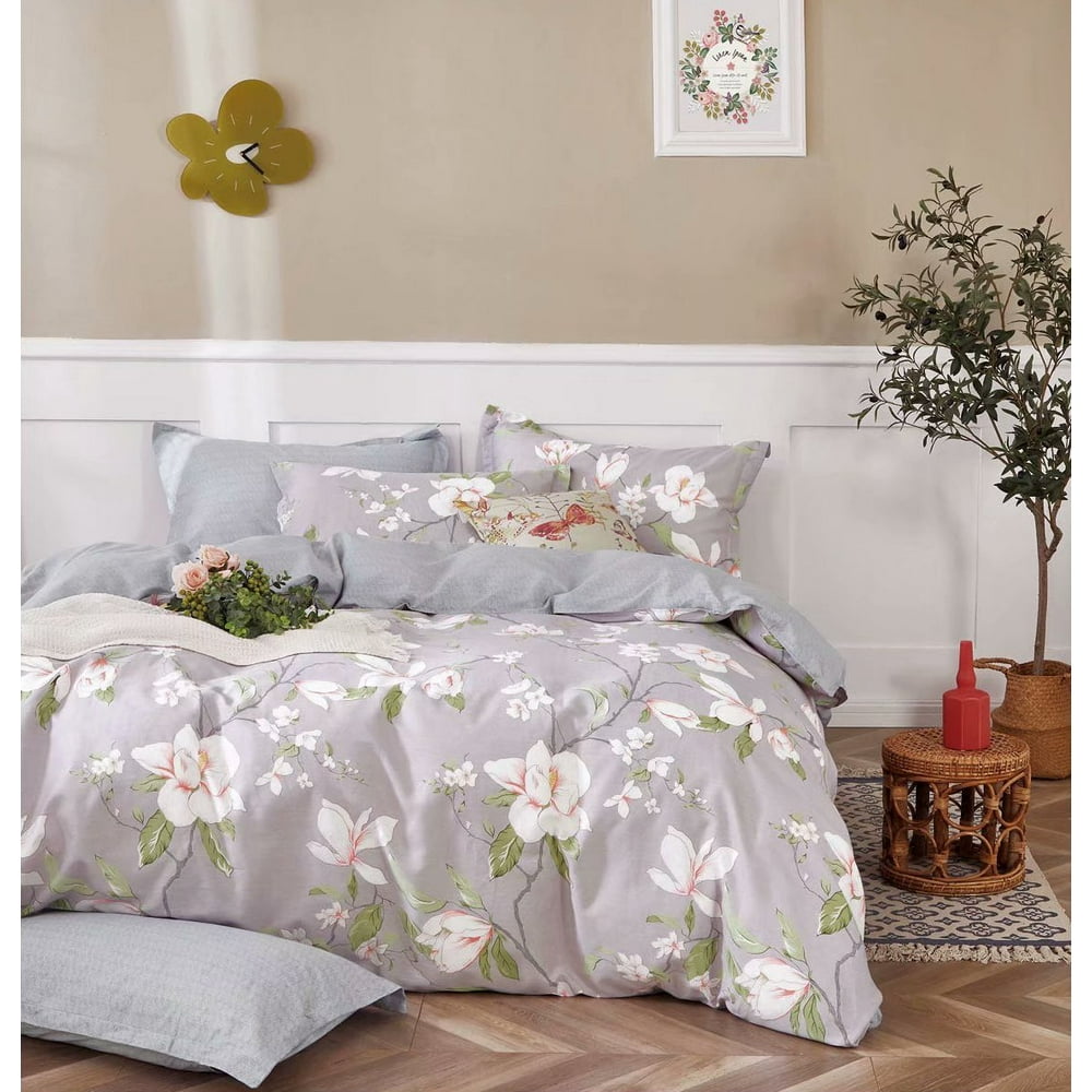 Swanson Beddings Magnolia Floral Print 3-Piece 100% Cotton Bedding Set ...