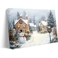 Christmas Canvas Wall Art Decor with Chimneys, Smoke, Street Lamps with ...