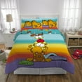 Garfield Kids 5 Piece Teal Blue Orange Reversible Comforter, Bed in a ...