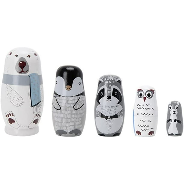 Russian Nesting Dolls Matryoshka Wooden Stacking Nested Set 5 Pieces ...