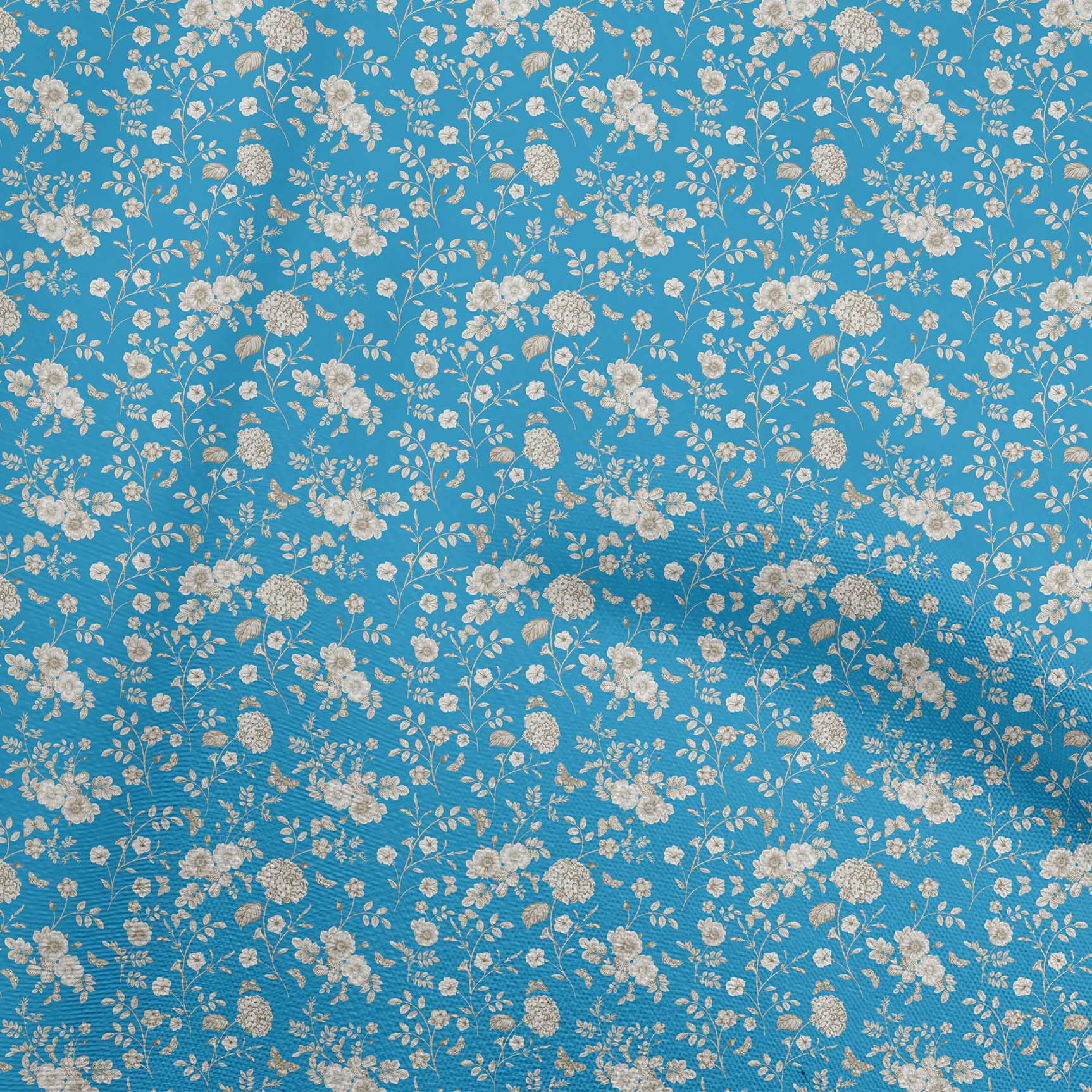 oneOone Cotton Silk Medium Blue Fabric Baroque Dress Material Fabric ...