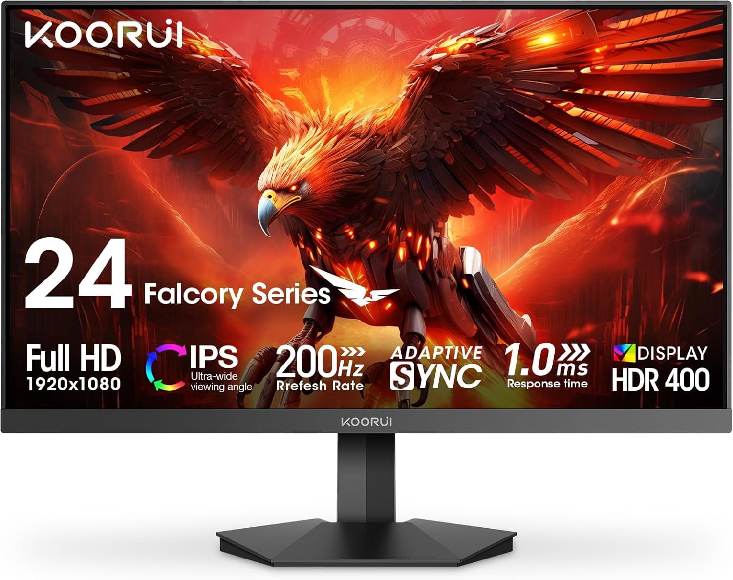 KOORUI 24" IPS Gaming Monitor, HD 1920×1080p, 165Hz 200Hz Monitor ...