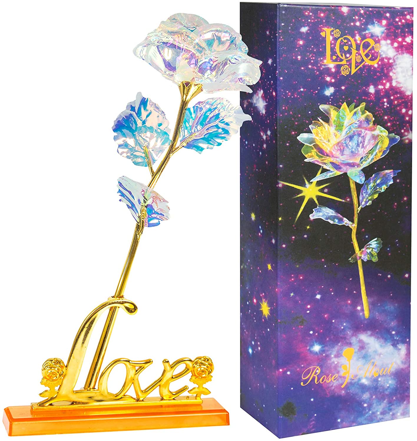 Forever Rose Flower, 24K Gold Rose with Box, Galaxy Rose Flower Gift ...