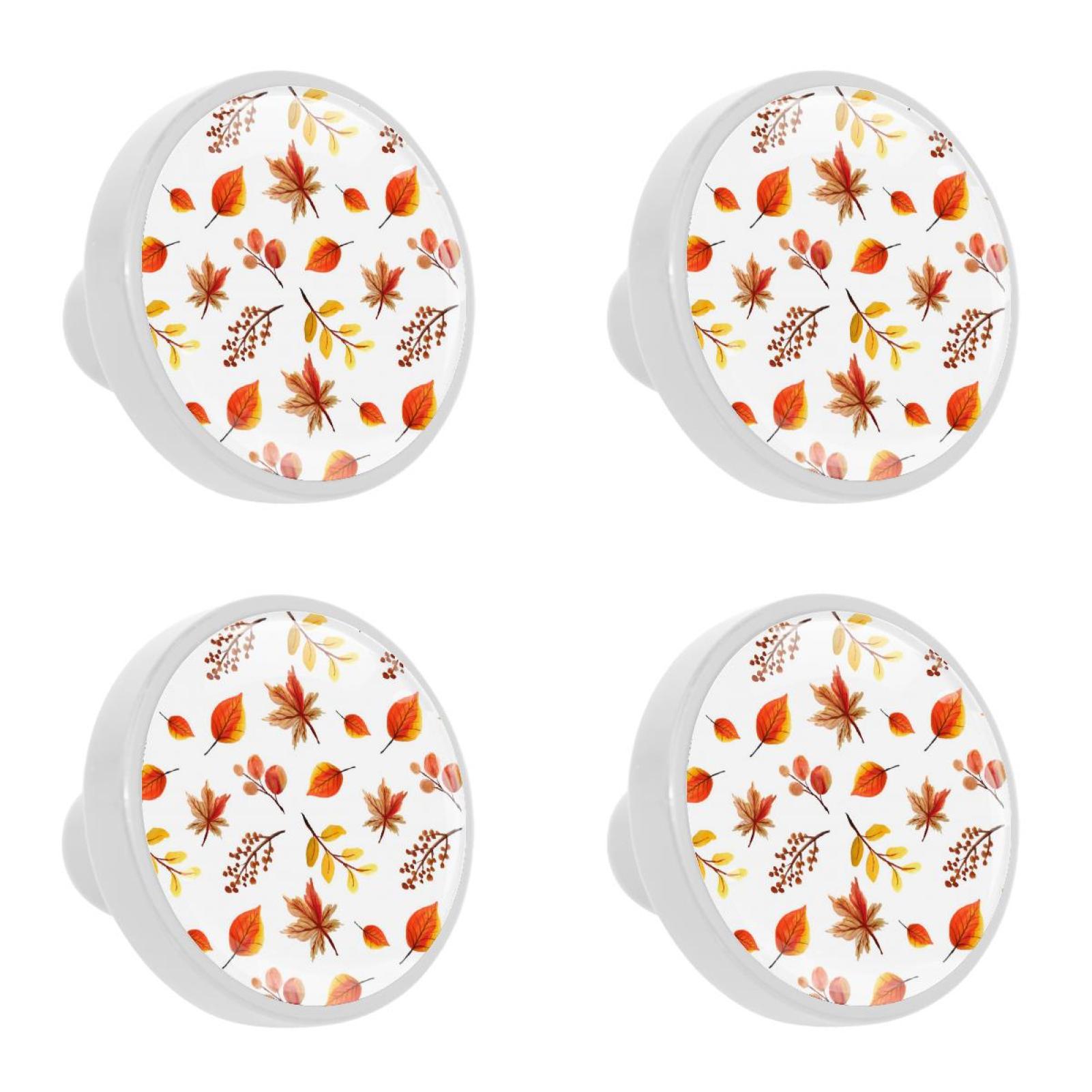 Ownta 4Pcs Kitchen Cabinet Knob Round Leaves Seamless Pattern Knobs ...