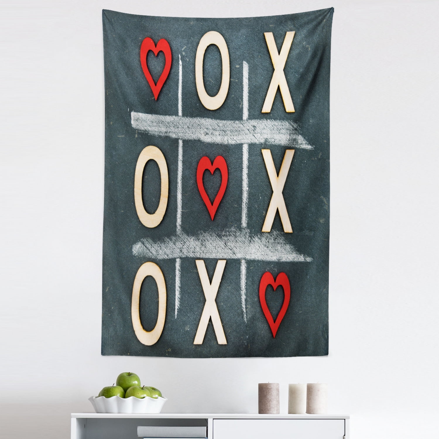Xo Tapestry, Vintage Style Blackboard with Hugs and Kisses Written by ...