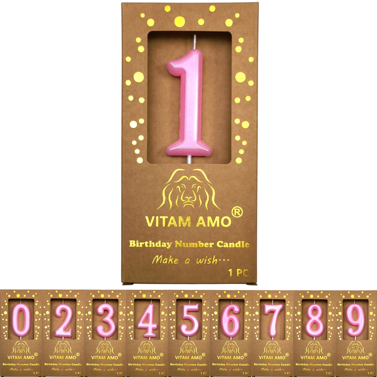 Cake Candles Vintage Style Hot Pink Color Large Size Number Candles ...