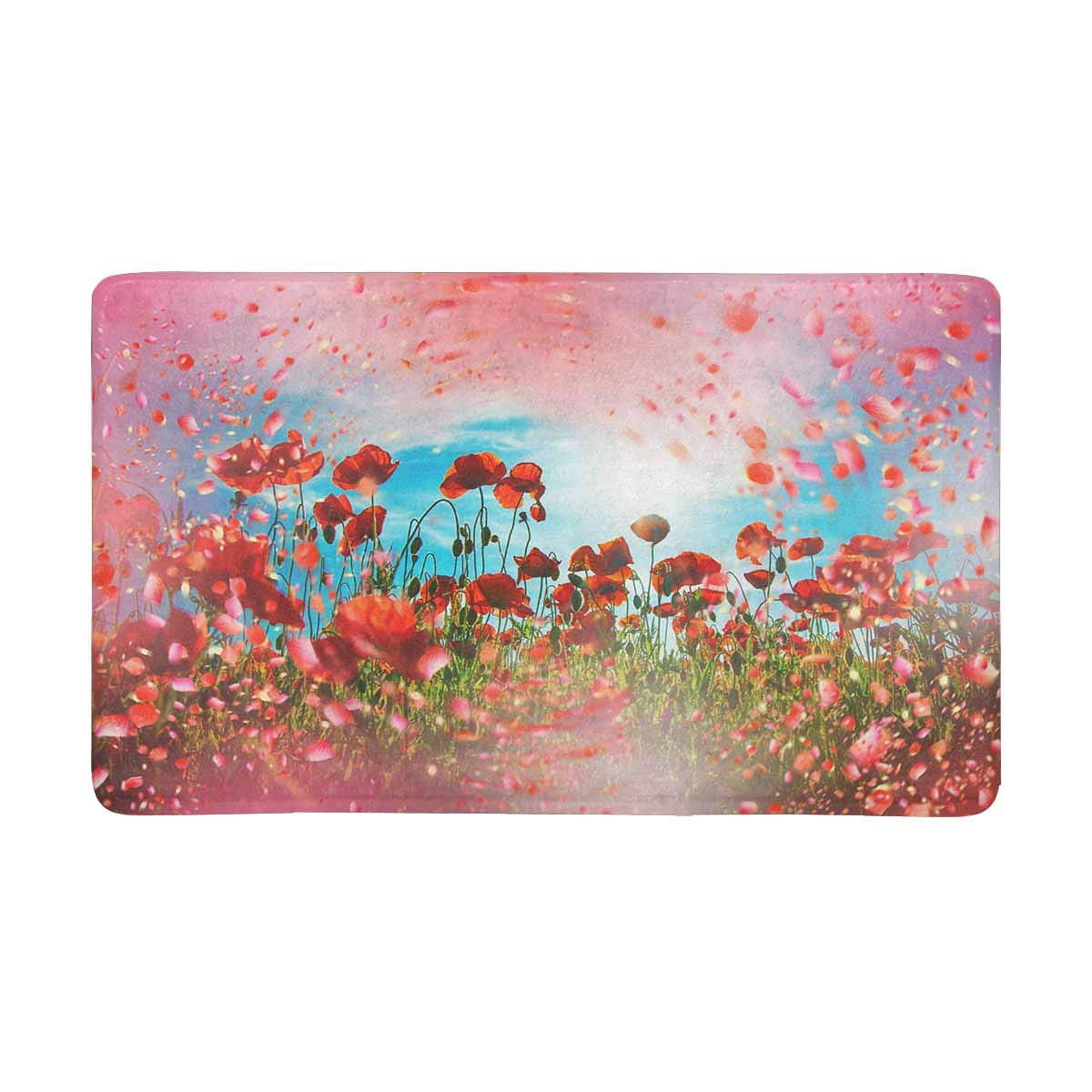 MKHERT Red Poppy Flower Meadow Doormat Rug Home Decor Floor Mat Bath ...