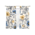 Abstract Blue Yellow Floral Sheer Curtains 2 Panels Set Country Vintage ...
