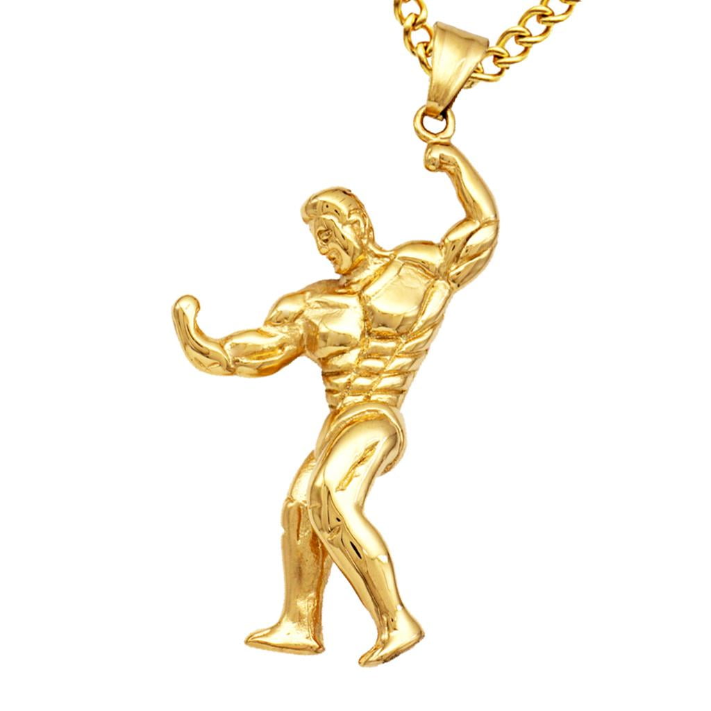 Muscle Man Bodybuilder Dumbbell Pendant Necklace Sports Fitness ...