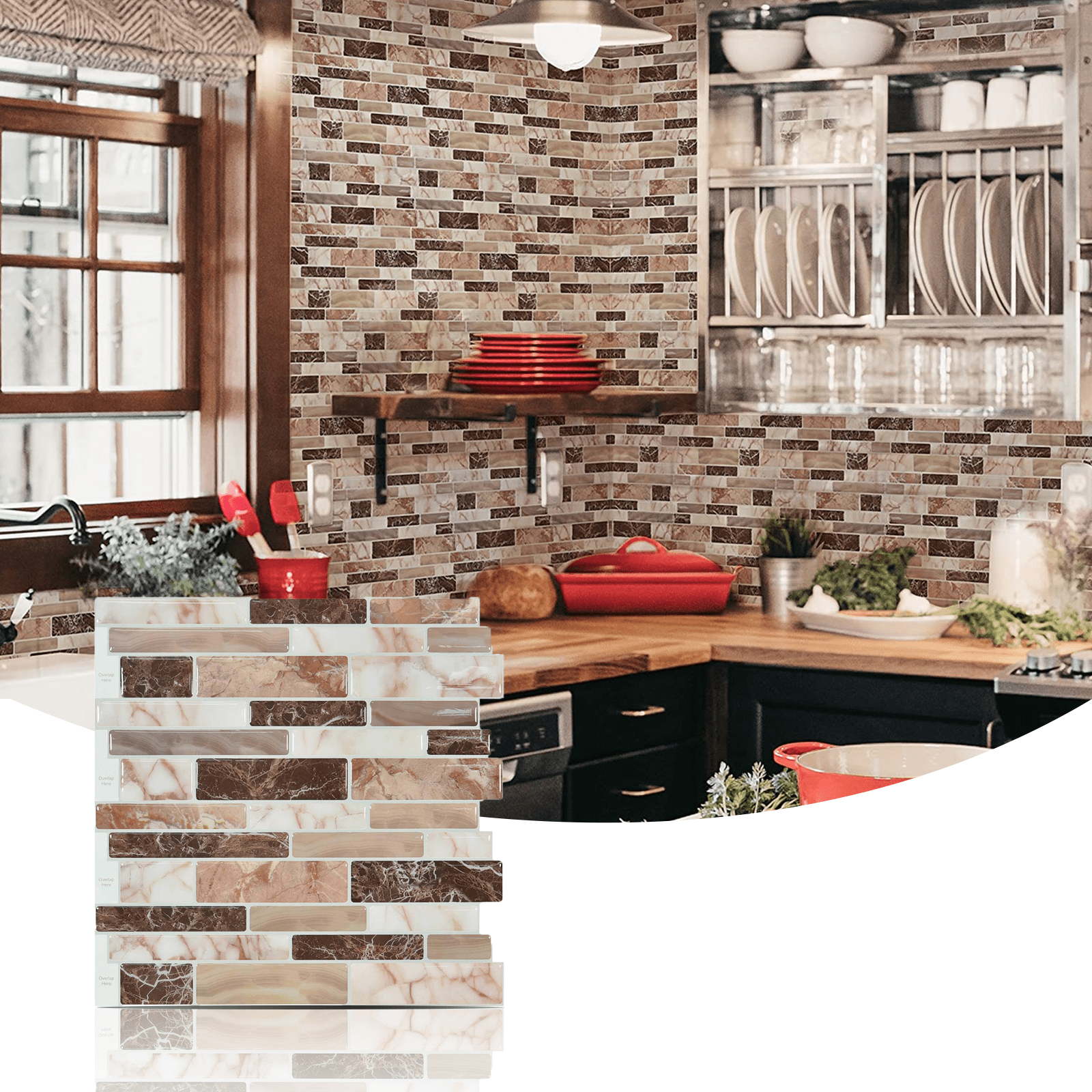 1 Sheet Peel and Stick Tile Backsplash for Kitchen in Marble Design ...