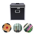 Tabletop Record Vinyl Carry Case Black Storage Box Locking with 50 ...
