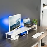VIVO White Wood Computer Screen Lift with Storage, 39" Wide Ergonomic ...
