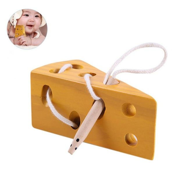 Wooden Cheese Toy Travel Lacing Game Early Learning Educational ...