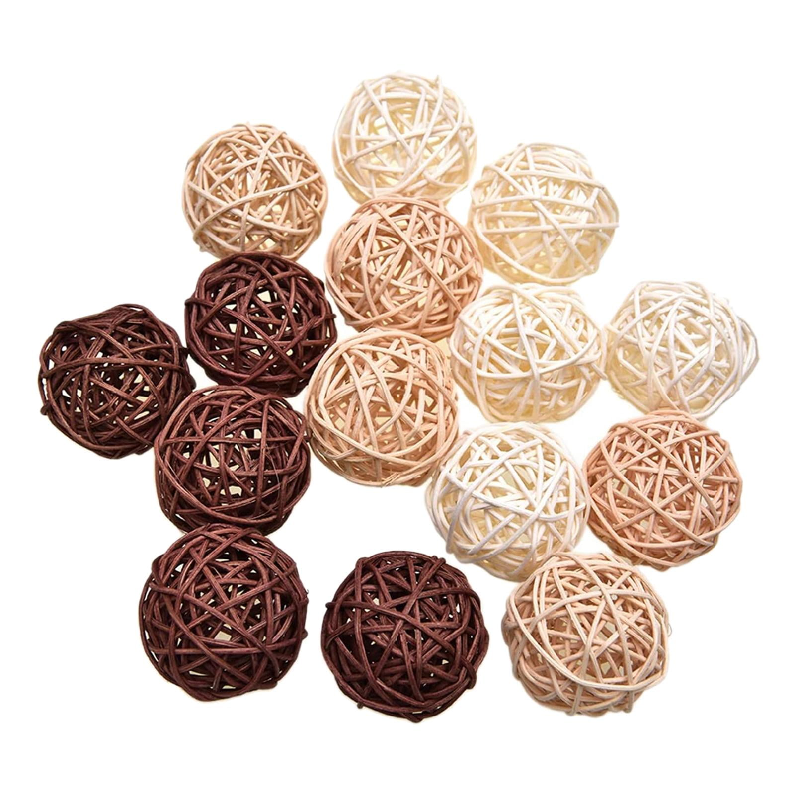 15 Pack 5cm Wicker Rattan Balls Orbs Decor Ornament Wedding Decoration ...