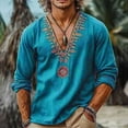Royal Blue Mens Tops V Neck Blouses for Man Long Sleeve Lounge ...