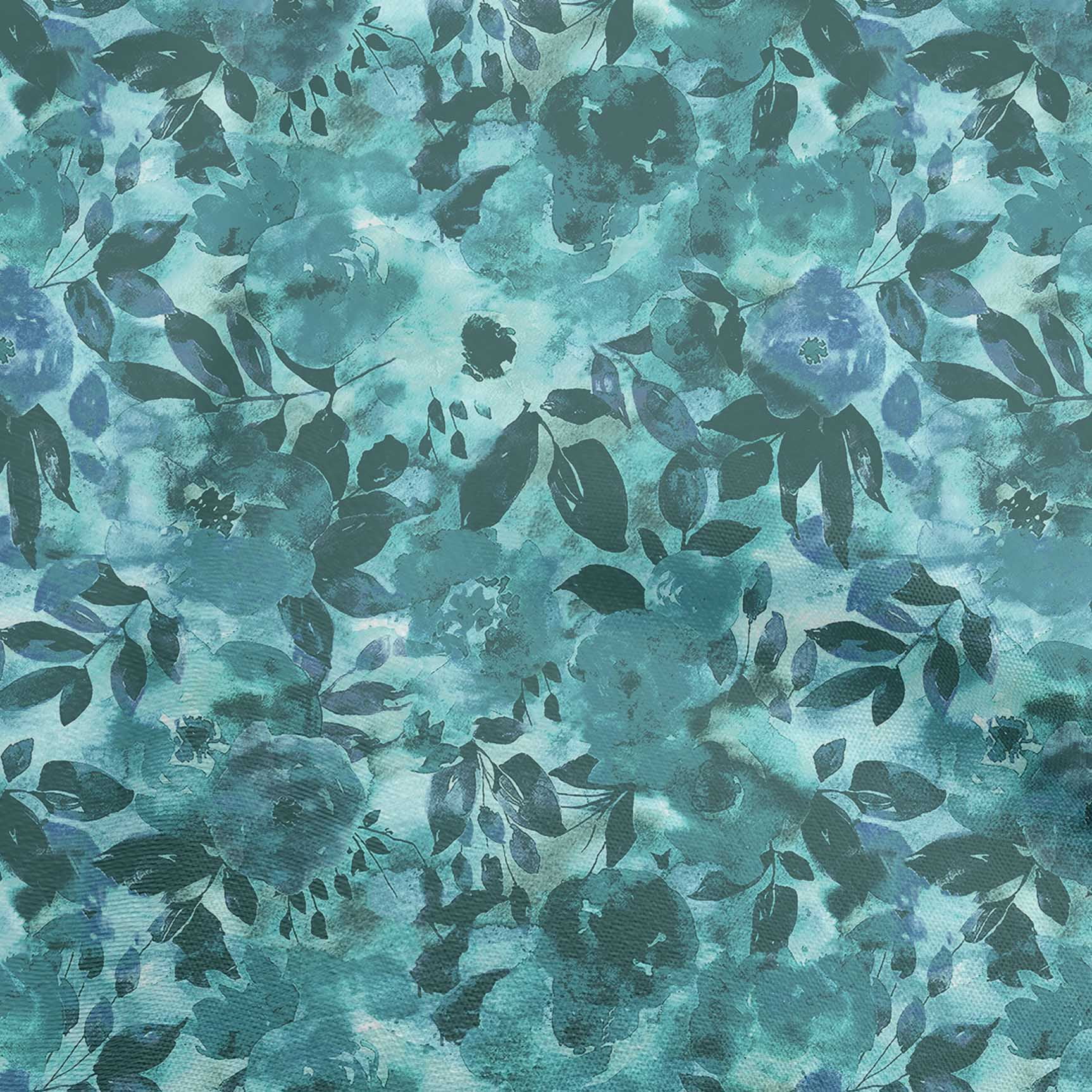 oneOone Velvet Turquoise Blue Fabric Abstract Floral Sewing Material ...