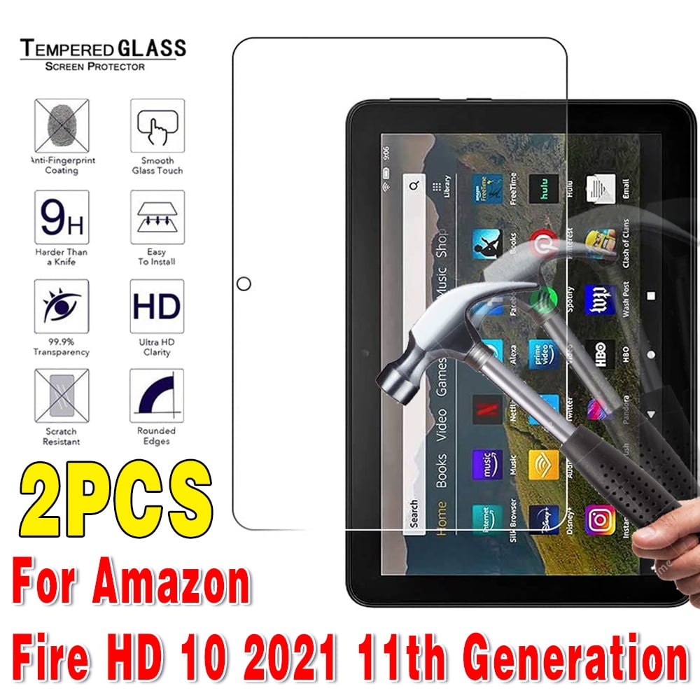 2Pcs Tablet Tempered Glass Screen Protector Cover for Fire HD 10 2021 ...