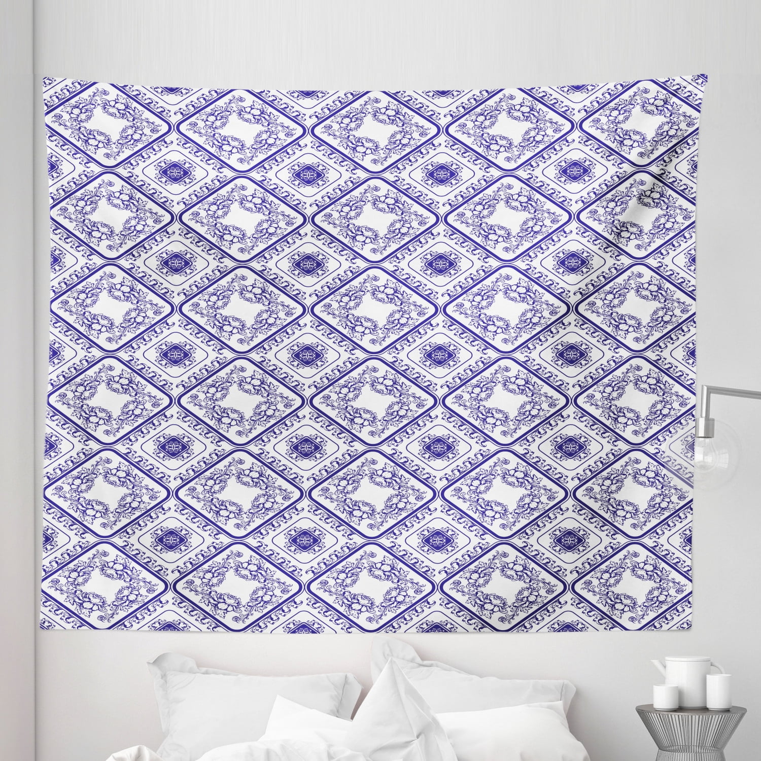 Flower Tapestry, Arts and Craft Theme Flower Pattern on Porcelain ...