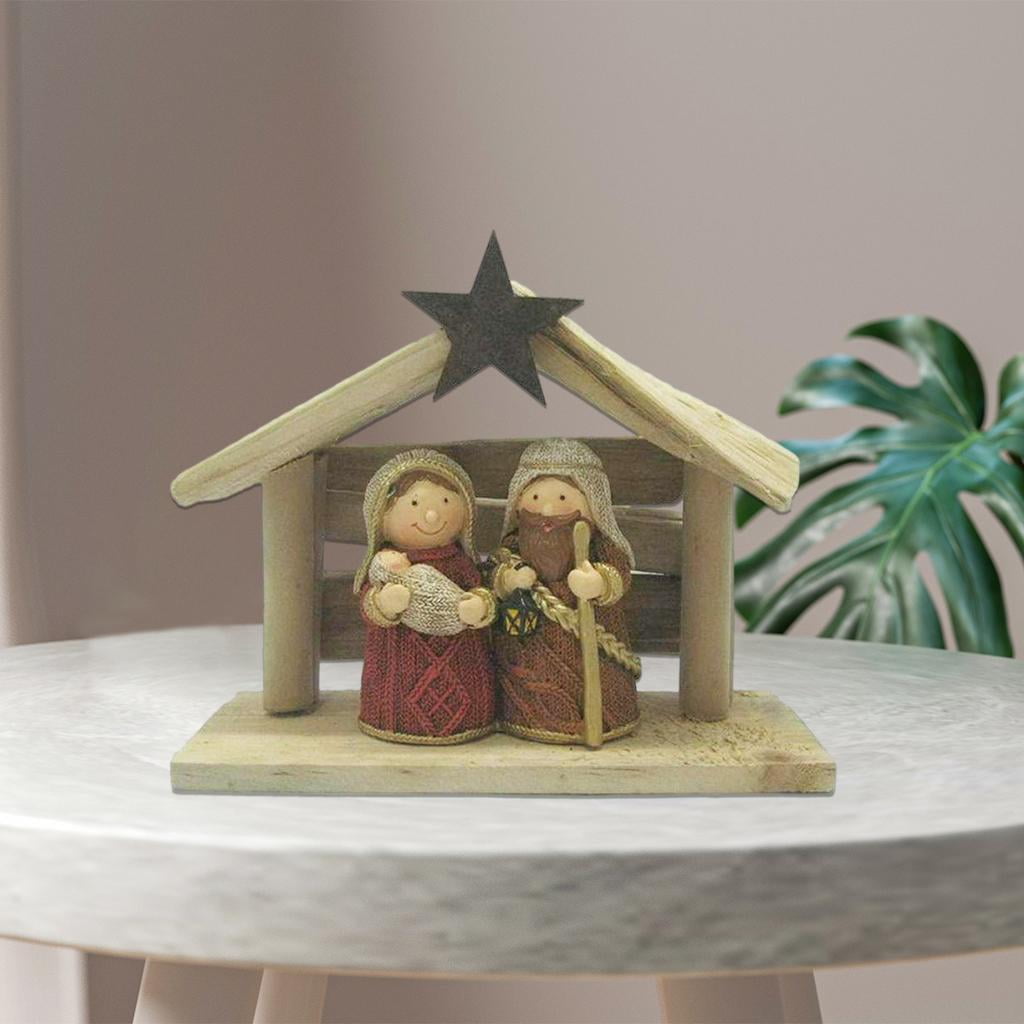 Nativity Scene Figurines Statue Baby Manger Ornament Crafts Party ...