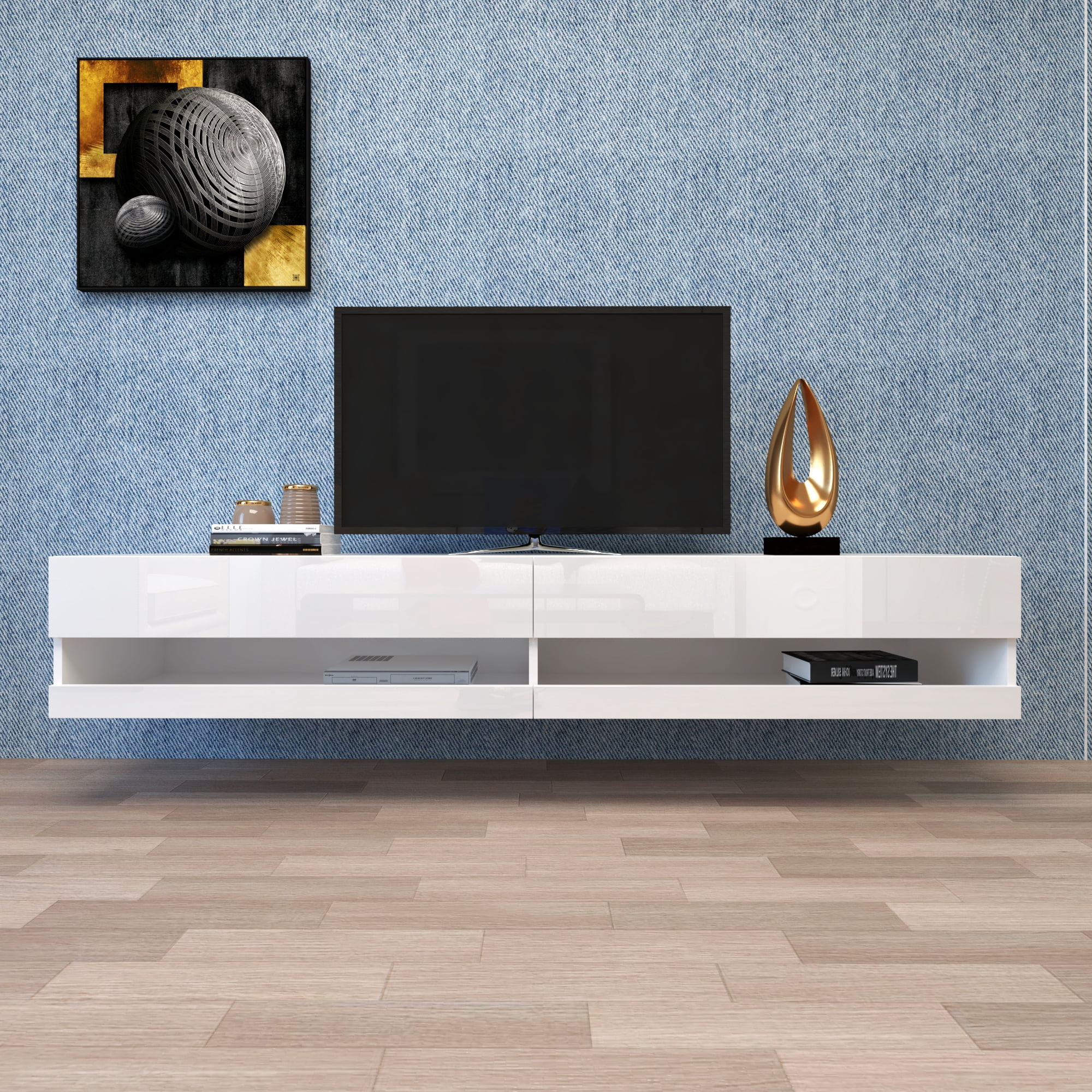 White Wall Mounted TV Stand SEGMART LED TV Cabinet For 80 Inch TV White Wall Mounted TV Stand SEGMART LED TV Cabinet For 80 Inch TV