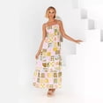2026 New Women's Pink Sun Print Spaghetti Strap Maxi Dress, A-Line ...