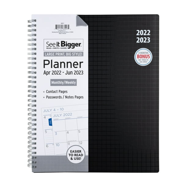 See It Bigger Monthly/Weekly Planner, April 2022-June 2023, 9.75" x 11 ...