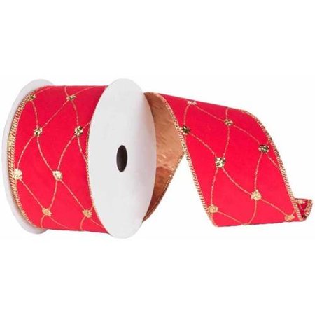 Vickerman 2.5" Red Velvet Diamond Christmas Ribbon - Walmart.com